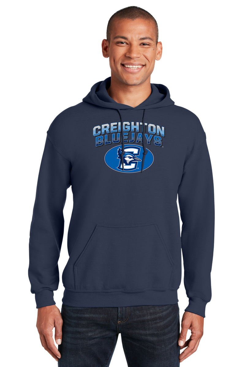 Creighton Bluejays Hooded Sweatshirt - Full Color Fade Primary Logo Ov ...