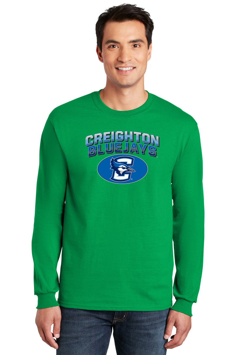 Creighton Bluejays Long Sleeve Tee Shirt - Full Color Fade Primary Log ...