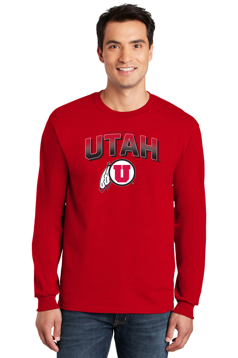 Utah Utes Long Sleeve Tee Shirt - Full Color Fade Utah Utes Logo ...