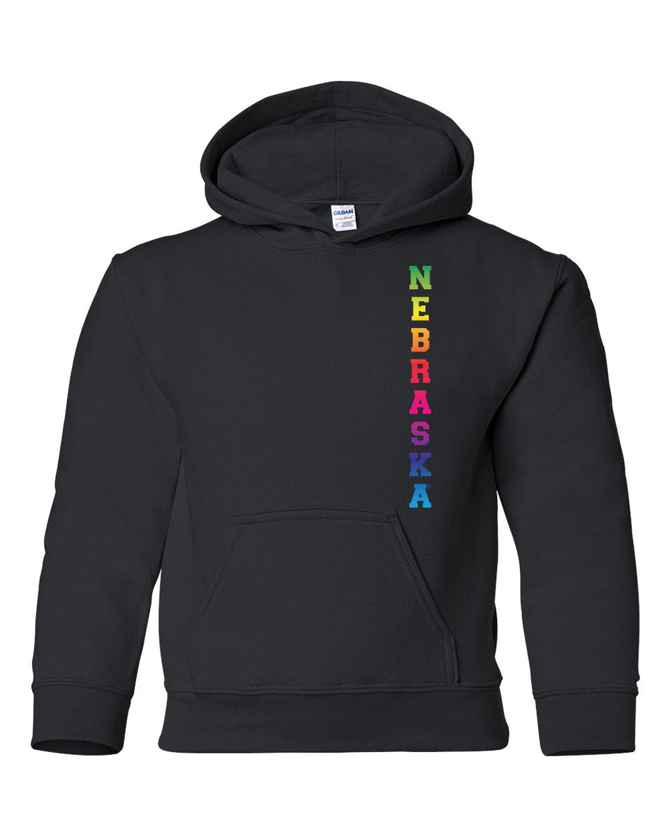 Rainbow "NEBRASKA" Huskers Youth Hooded Sweatshirt | CornBorn Apparel
