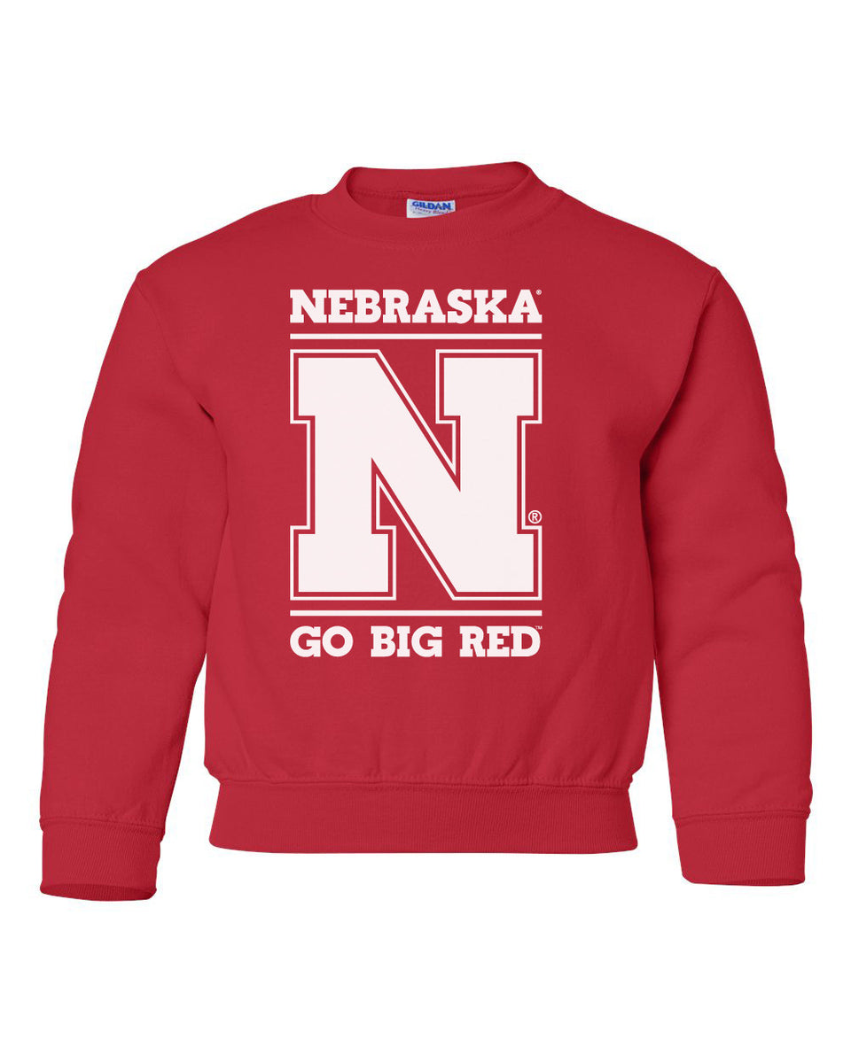 Nebraska Cornhuskers "Nebraska N GO BIG RED" Youth Crewneck Sweatshirt ...
