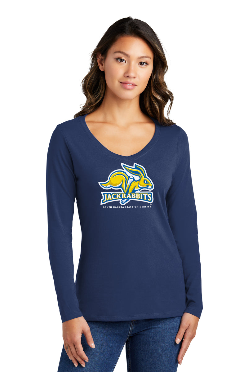 Women's South Dakota State Jackrabbits Long Sleeve V-Neck Tee Shirt ...