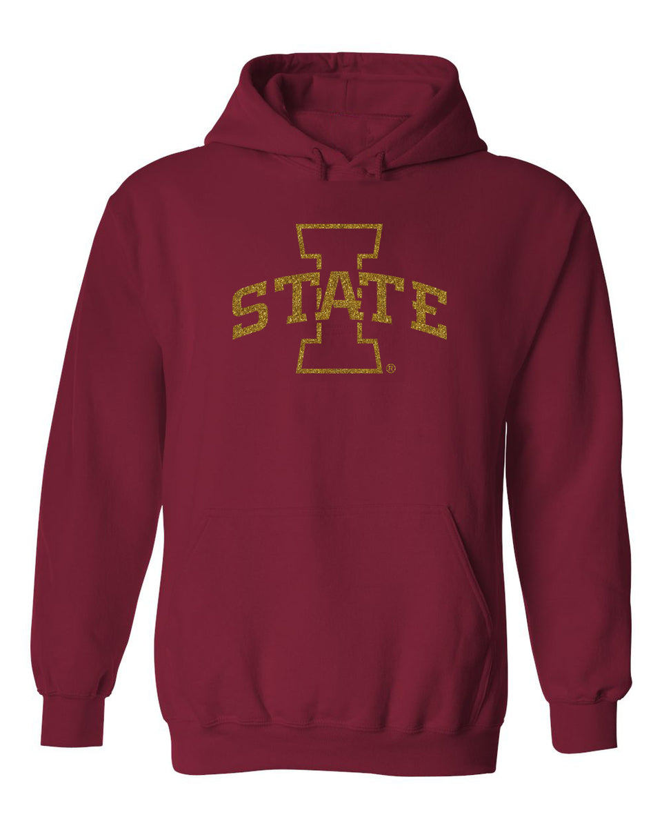 Iowa State Cyclones Hooded Sweatshirt - I-State Logo in Gold Glitter ...